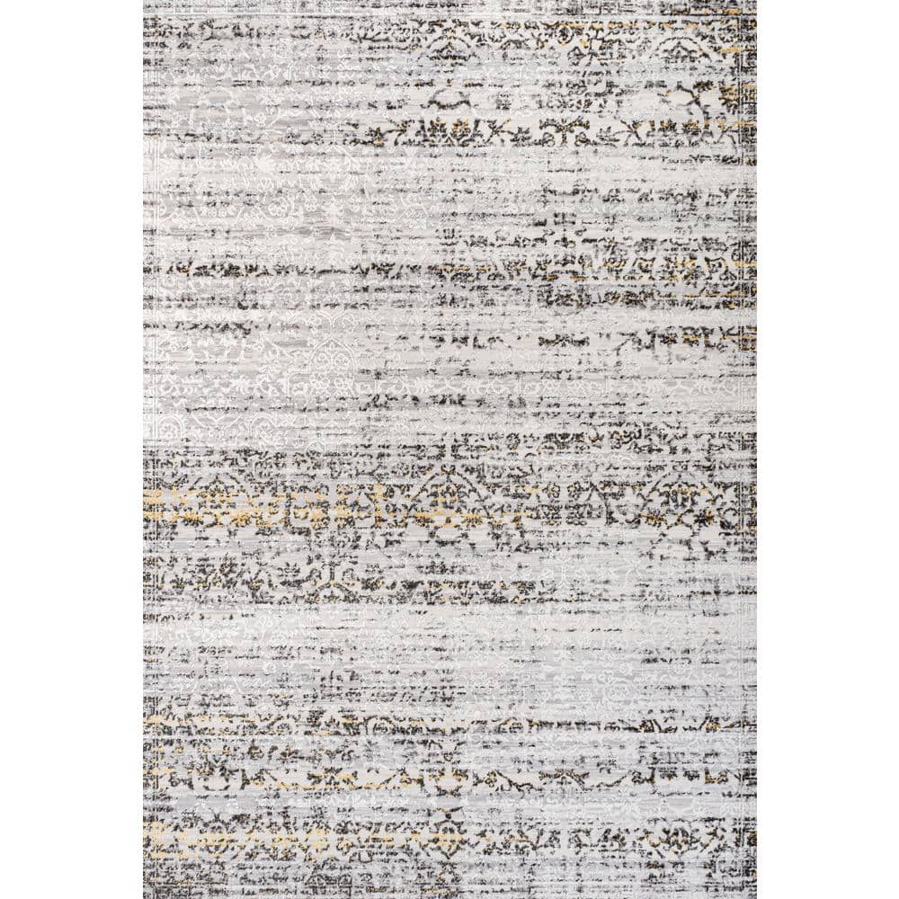 JONATHAN Y Tidal Modern Strie ft. Ivory/Black 5 ft. x 8 ft. Area Rug ...