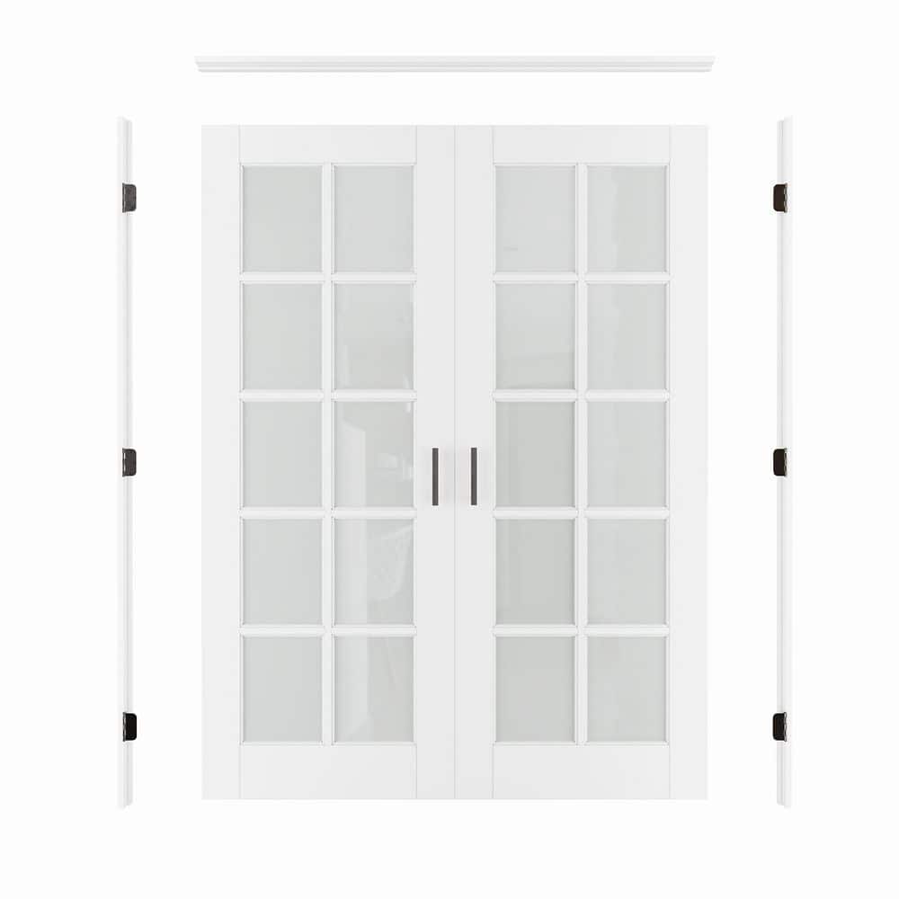 ARK DESIGN 56 in. x 80 in. 10-Lite Frosted Glass Universal Solid ...