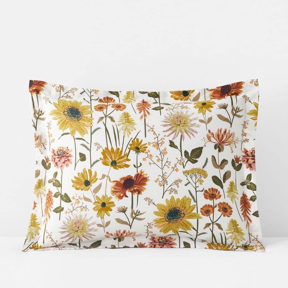 The Company Store Company Cotton Daisies Cream Multi Sateen Standard ...