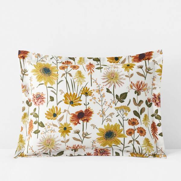 The Company Store Company Cotton Daisies Cream Multi Sateen Standard ...