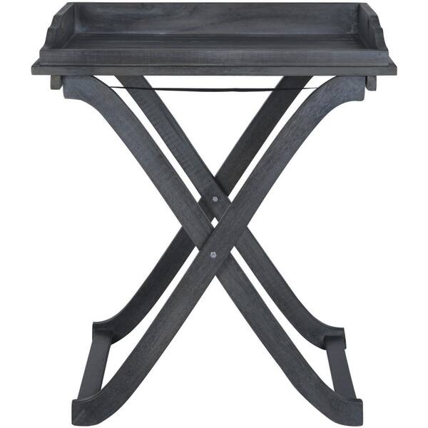 SAFAVIEH Covina Ash Grey Wood Patio Tray Table PAT6716B - The Home Depot