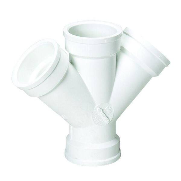 Mueller Streamline 2 in. PVC DWV 45-Degree All-Hub Double Wye 05839H ...