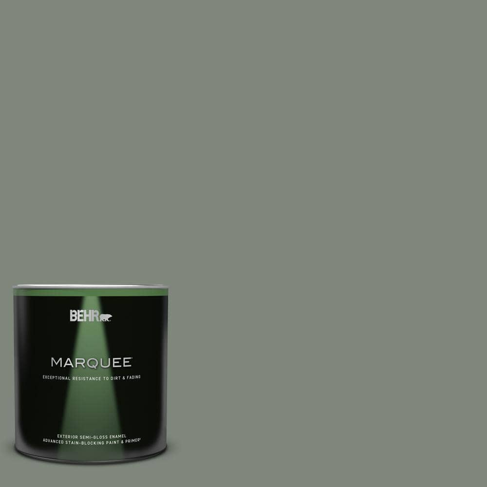 BEHR MARQUEE 1 qt. #N410-5 Village Green Semi-Gloss Enamel Exterior ...