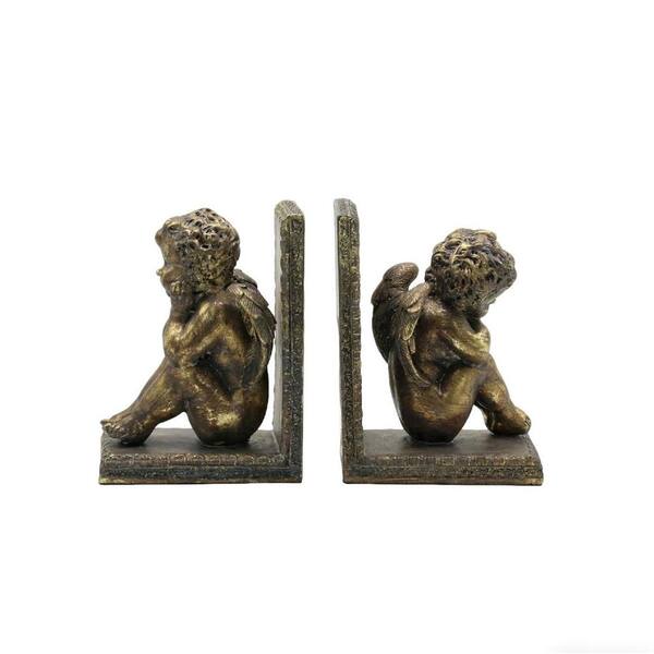 2 Pack Gold Angel Resin Heavy Duty Decorative Bookend HDFDKZHYSJ - The ...