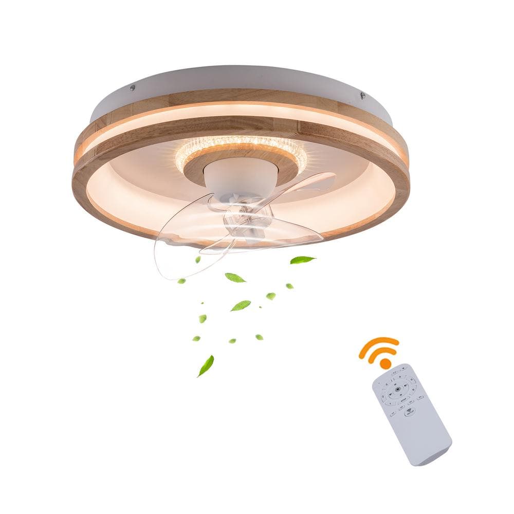 OUKANING 20 in. Integrated LED Indoor Brown 6-Speed Flush Mount Ceiling ...