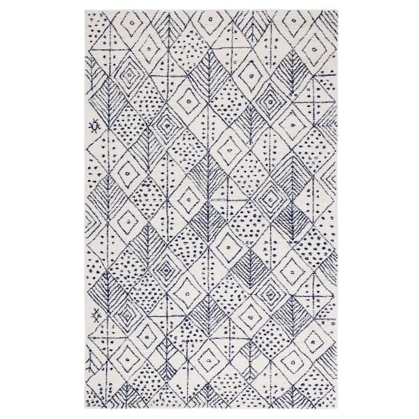 SAFAVIEH Casablanca 8 ft. x 10 ft. Ivory/Blue Abstract Geometric Area ...