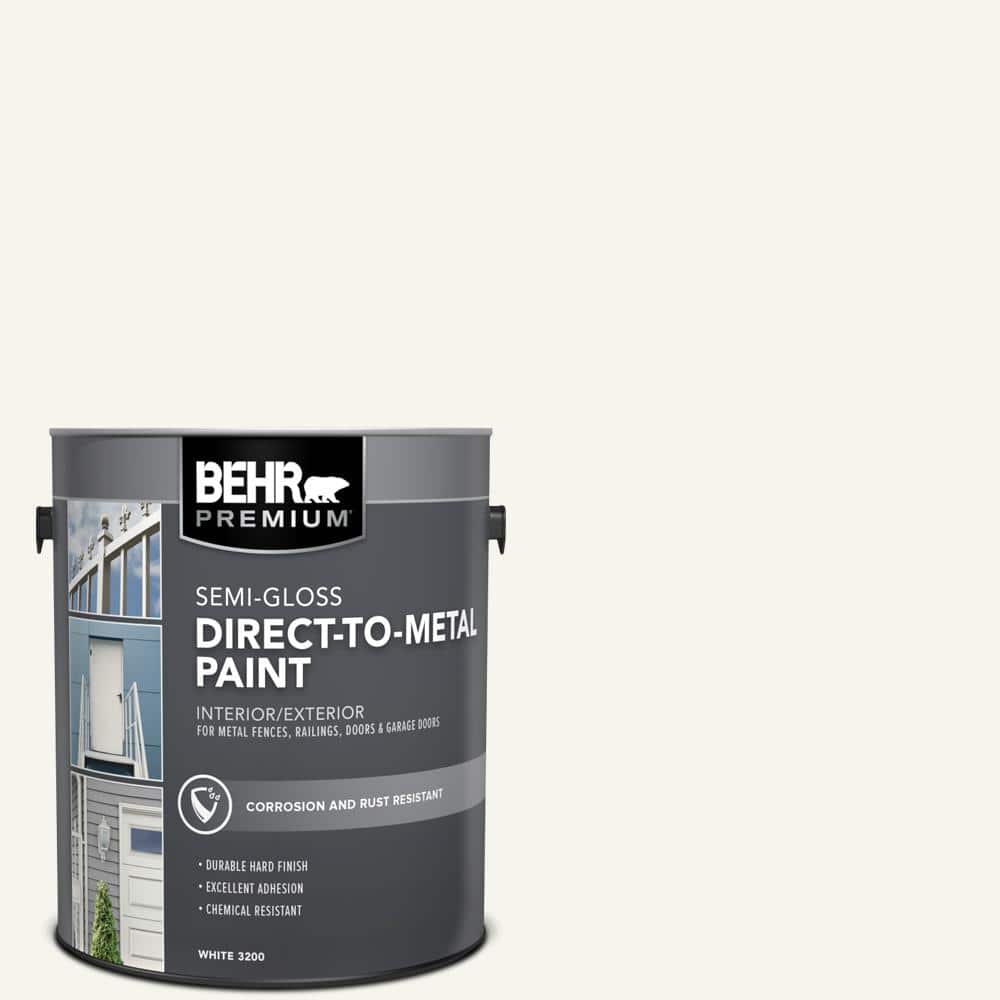 BEHR PREMIUM 1 gal. #75 Polar Bear Semi-Gloss Direct to Metal Interior ...