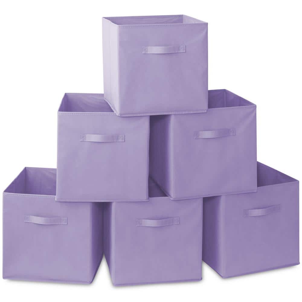Casafield Lavender Purple 13 in. x 13 in. Fabric Collapsible Cubes ...