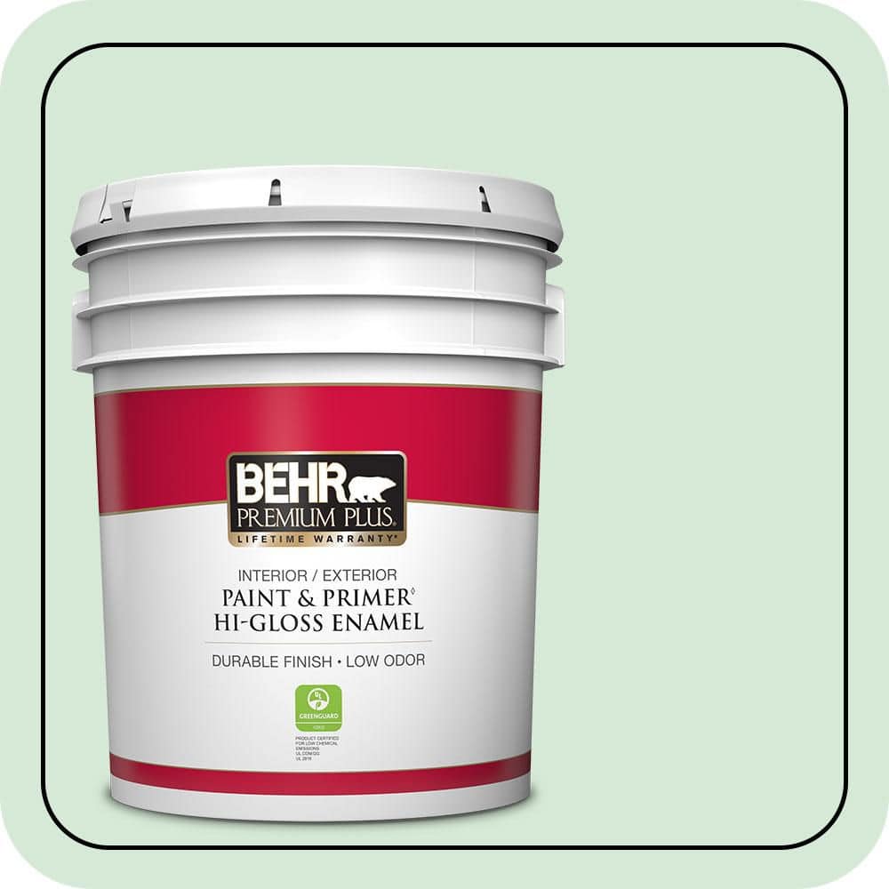 BEHR PREMIUM PLUS 5 gal. #M410-1 Jade Mist Hi-Gloss Enamel Interior ...