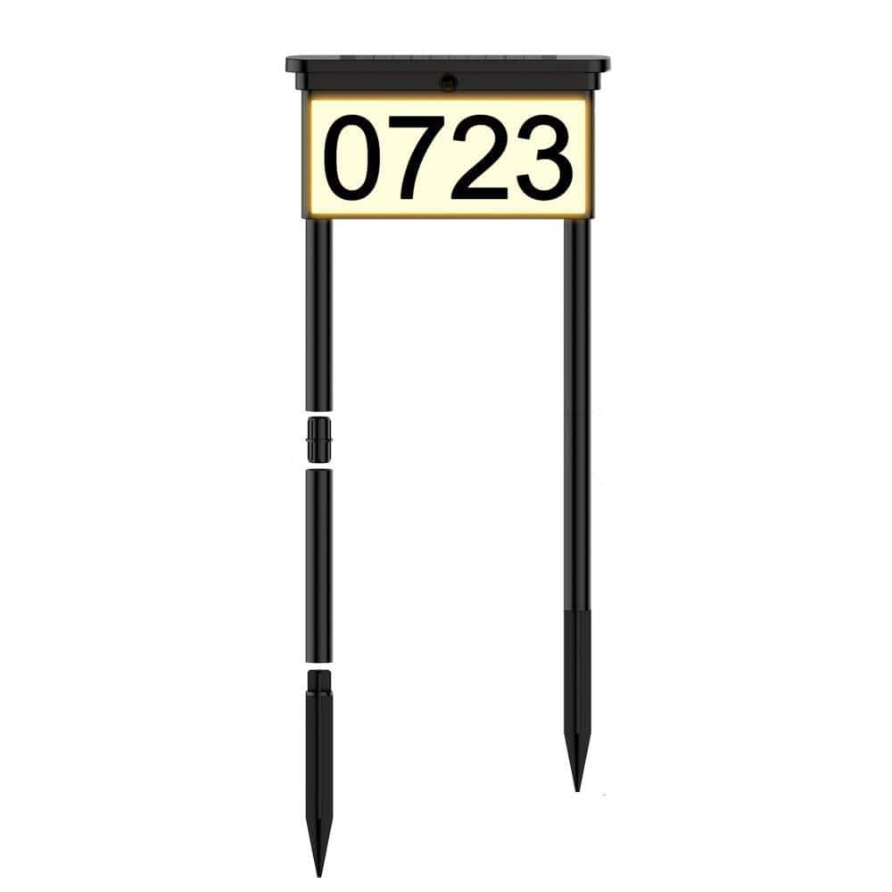 AVATAR CONTROLS 2 in 1 Address Sign 32 in. Black ABS Solar Outdoor ...