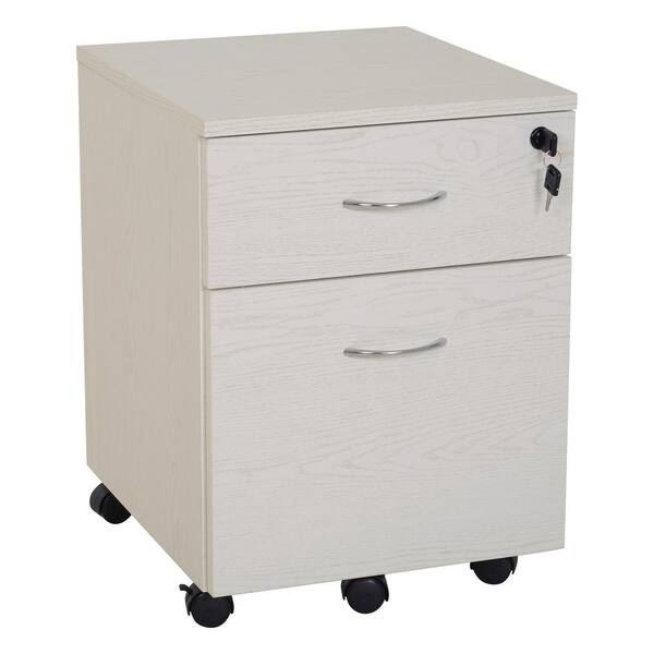 FORCLOVER White File Storage Cabinet with 2-Drawers and 5-Casters JS ...