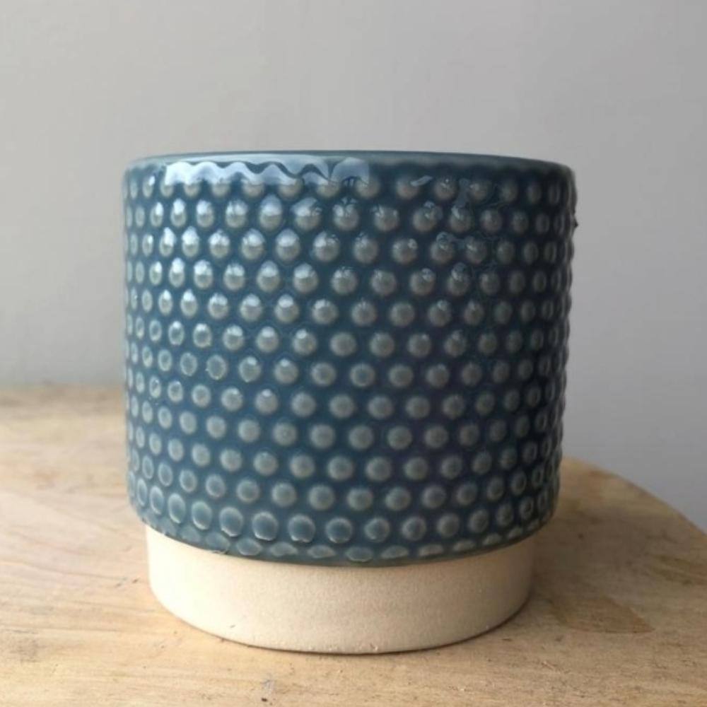 Pride Garden Products 3.1 in. Clio Bubbled Small Blue Ceramic Planter ...