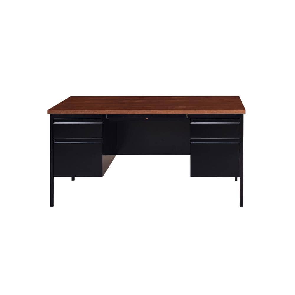 Hirsh 60 in. W x 30 in. D Rectangular Shape Black/Walnut 5-Drawer ...