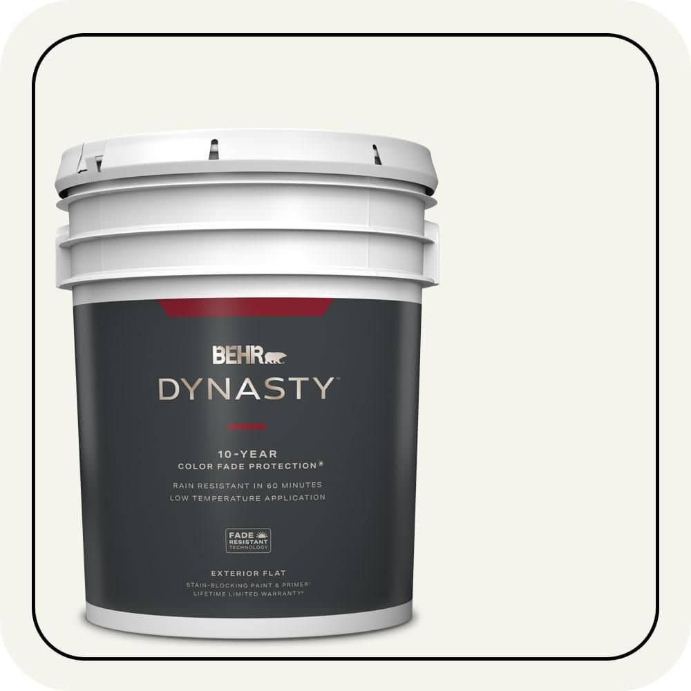 BEHR DYNASTY 5 gal. #75 Polar Bear Flat Exterior Stain-Blocking Paint ...