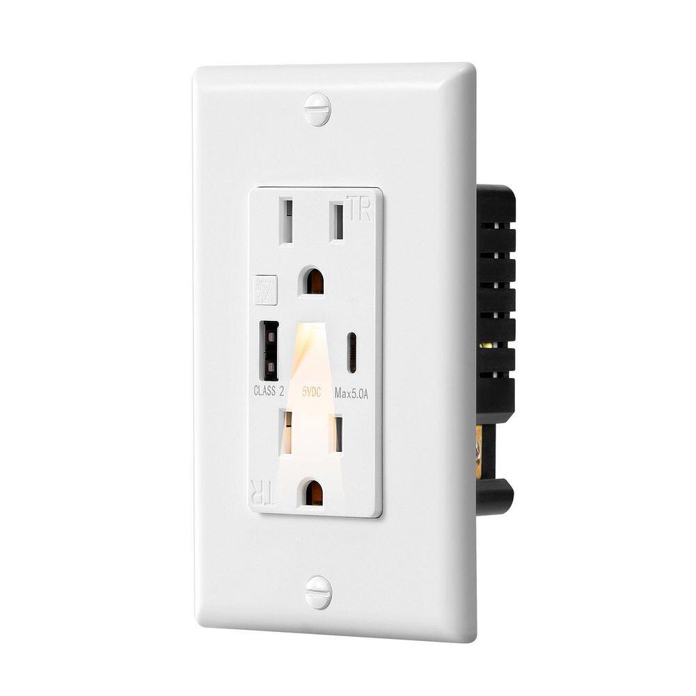 DEWENWILS USB Outlet with LED Night Light, Tamper-Resistant USB Wall ...