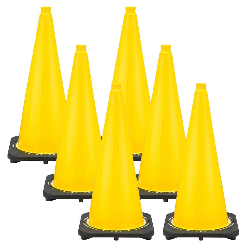 Mr. Chain 28 in. Yellow Traffic Cones (6-Pack) 97502-6 - The Home Depot