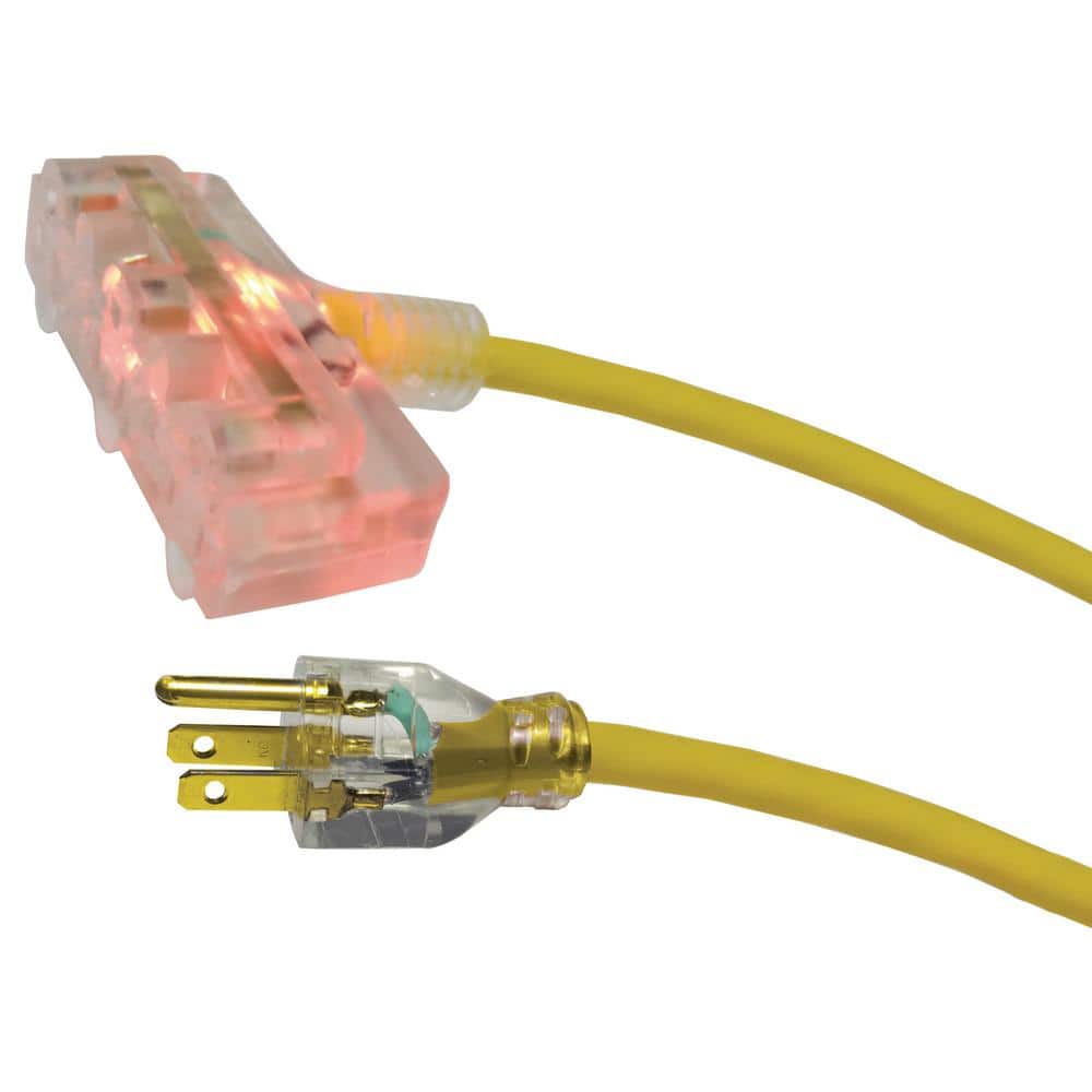 Husky 80 ft. 14/3 Yellow Extension Lighted Power Block Cord ...