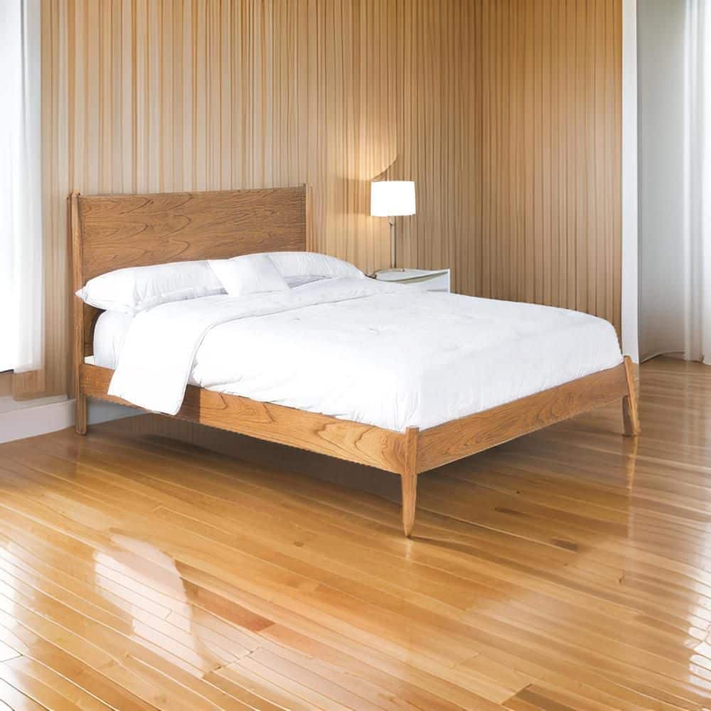 Benjara Amy Brown Mindi Wood Frame King Platform Bed with Panel ...