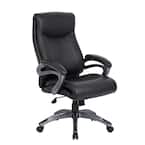 BOSS Office Products Executive High Back Chair Black Leather Gunmetal ...