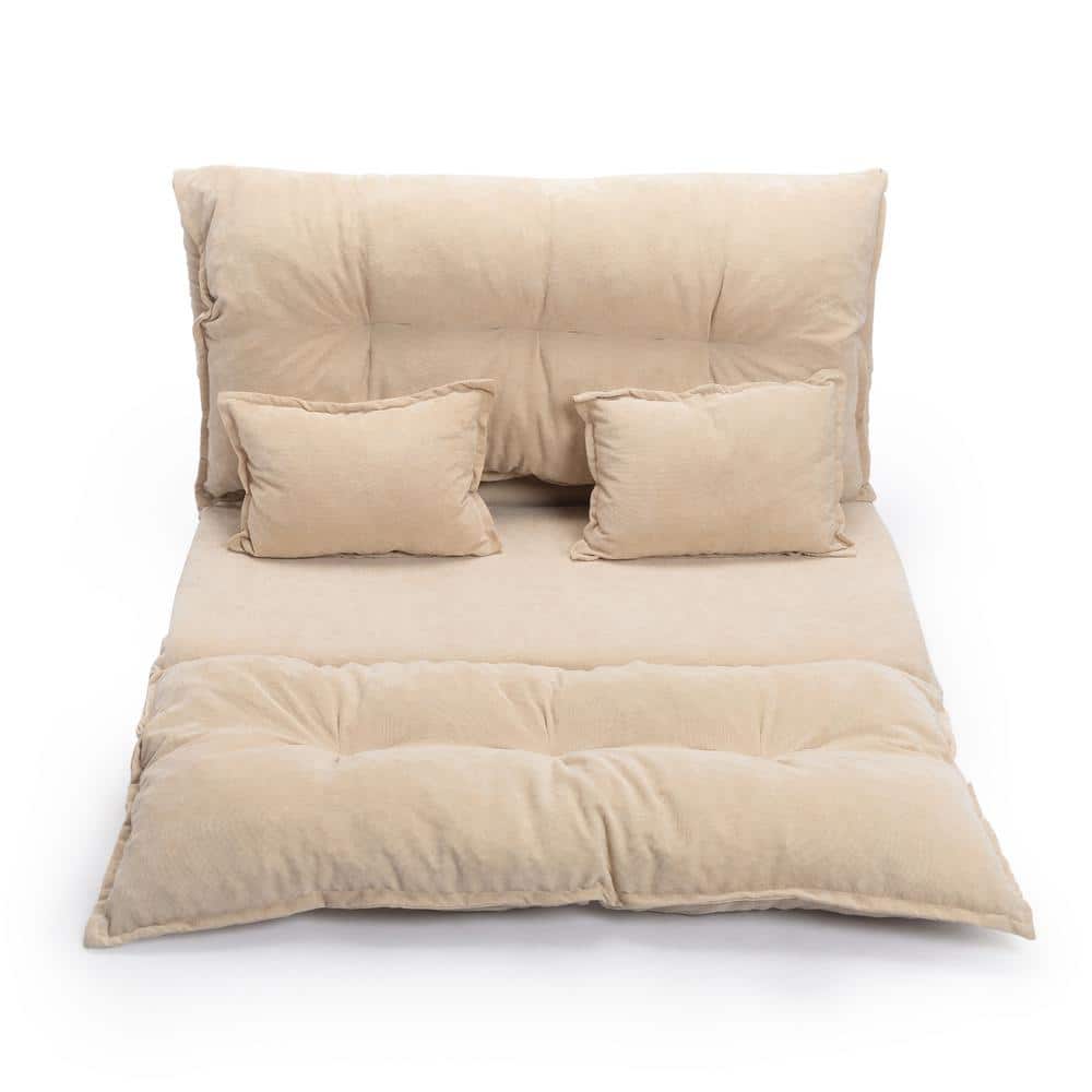 Tidoin 90 in. W Beige Polyester Queen Corduroy Large Sofa Bed MIX-YDHG ...