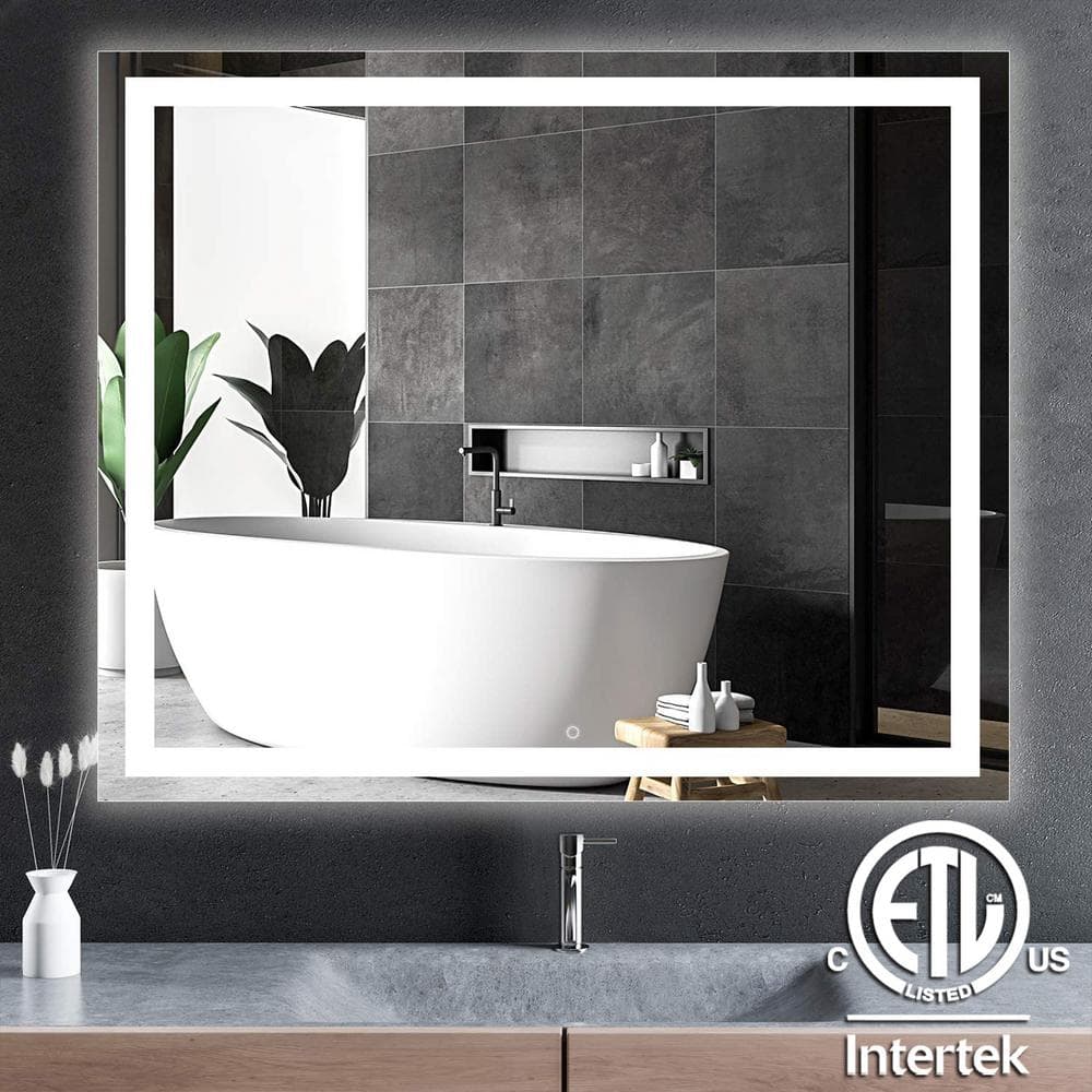 HOMLUX 36 in. W x 30 in. H Rectangular Frameless LED Light with Anti ...