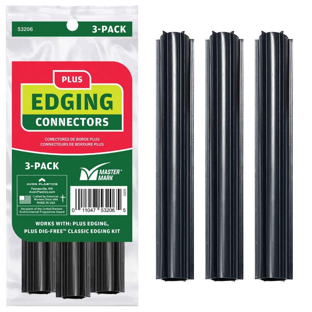 Master Mark Plus .63 in. x 5 in. Black Plastic Landscape Edging Connector (3-Pack) 53216 - The ...