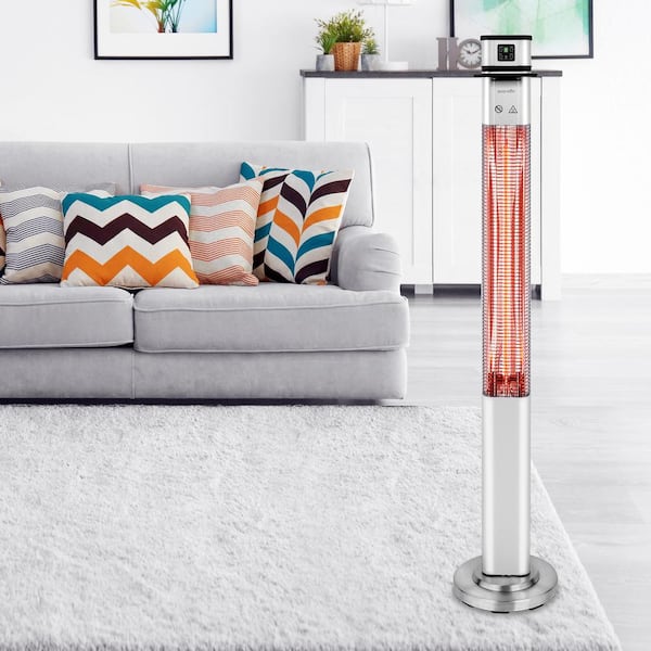 SereneLife 1500- Watt Stainless Steel Remote Control Stand Patio Heater ...