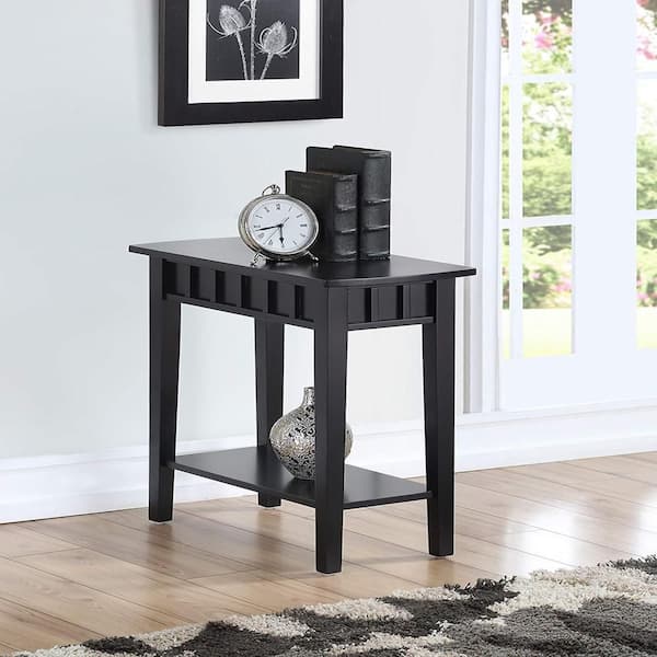 HOME IMPORTS EMPORIUM 16 in. Black Finish Rectangle Wood End Table V2 ...