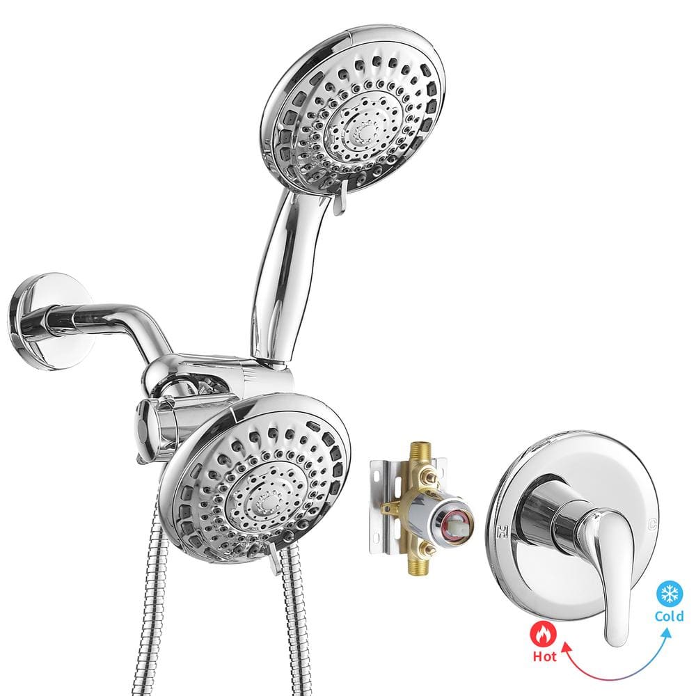 BWE Single-Handle 6-Spray Dual Shower Faucet Set 1.8 GPM with Valve and ...