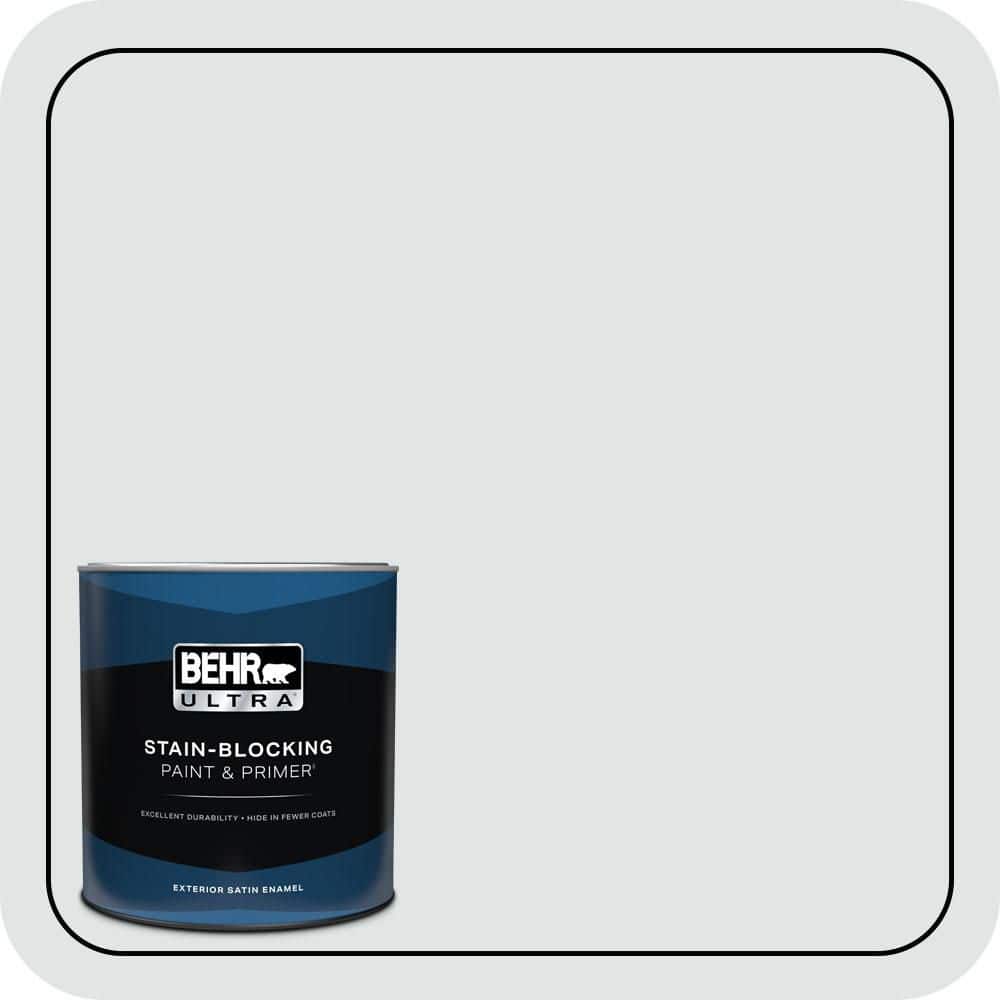 BEHR ULTRA 1 qt. #BL-W02 Ice Sculpture Satin Enamel Exterior Paint ...