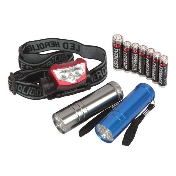 Defiant 3-Piece LED Aluminum Flashlight and Headlamp Combo Kit 96159 ...