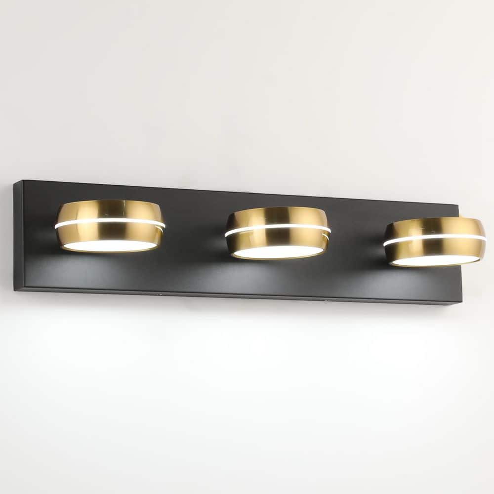 Reviews for JUSHENG 20.3 in. 3 Light Black and Gold LED Vanity Light ...