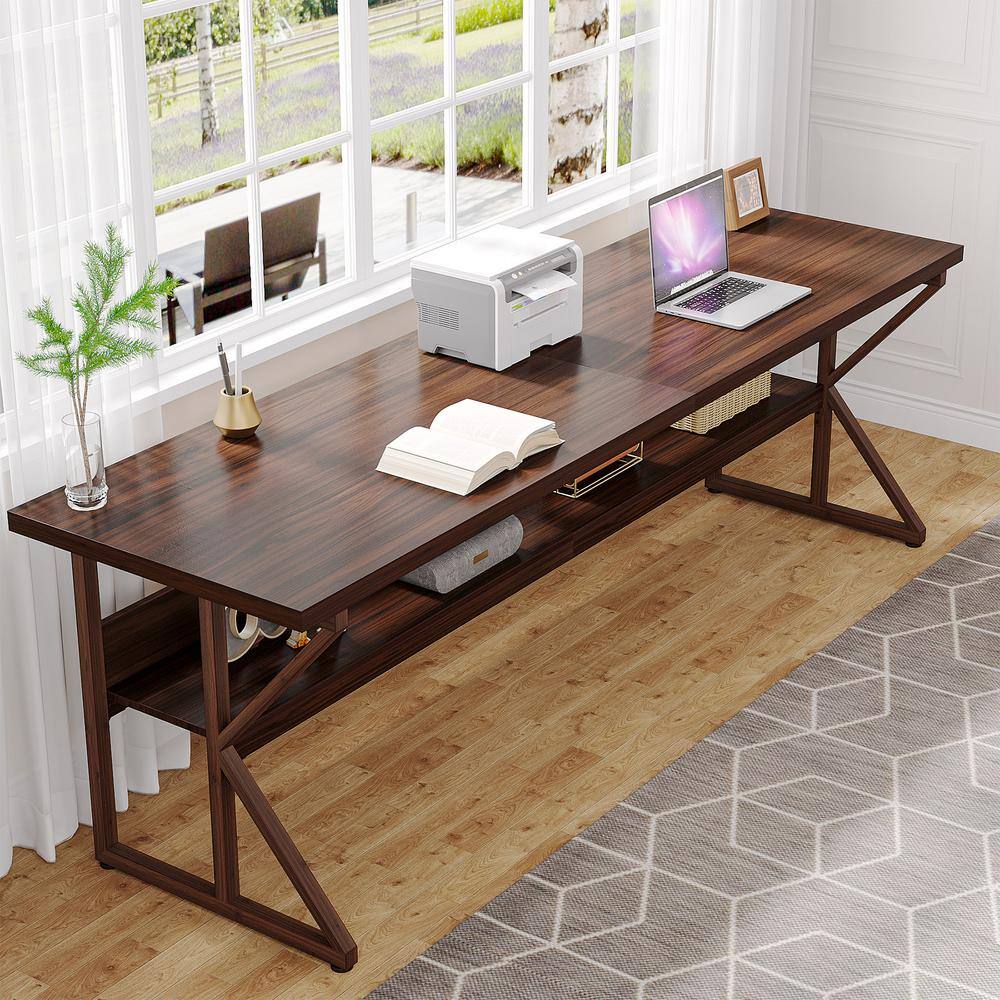 TRIBESIGNS WAY TO ORIGIN Halseey 78.7 in. Rectangular Brown Wooden Long ...