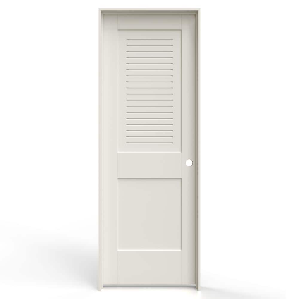 JELD-WEN 28 in. x 80 in. 2 Panel Left-Handed Primed MDF Wood Single ...