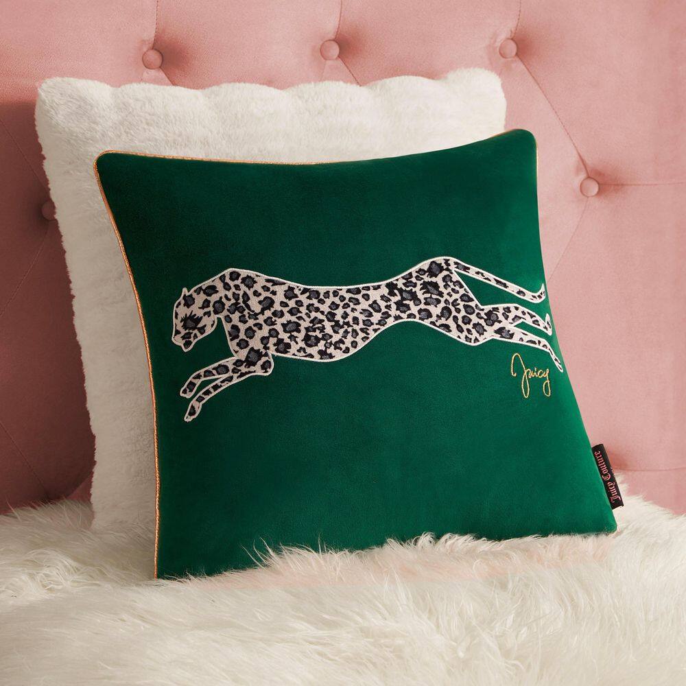 JUICY COUTURE Velvet Cheetah Green Animal Print Embroidered Polyester ...