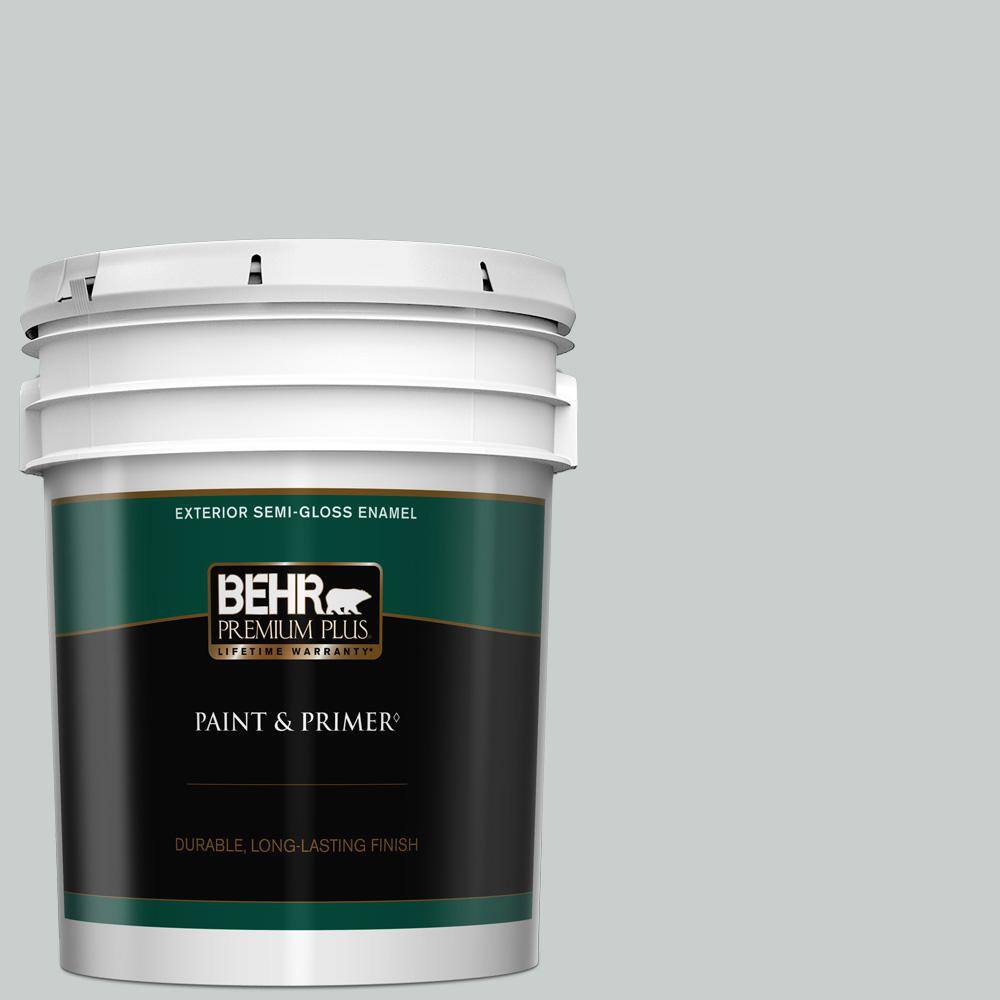 BEHR PREMIUM PLUS 5 gal. #720E-2 Light French Gray Semi-Gloss Enamel ...