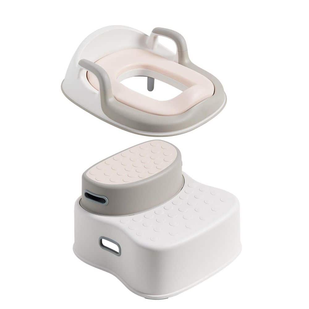 Los Flexi Grey Potty Training Seat with Dual-Step Stool PU Cushion Anti ...