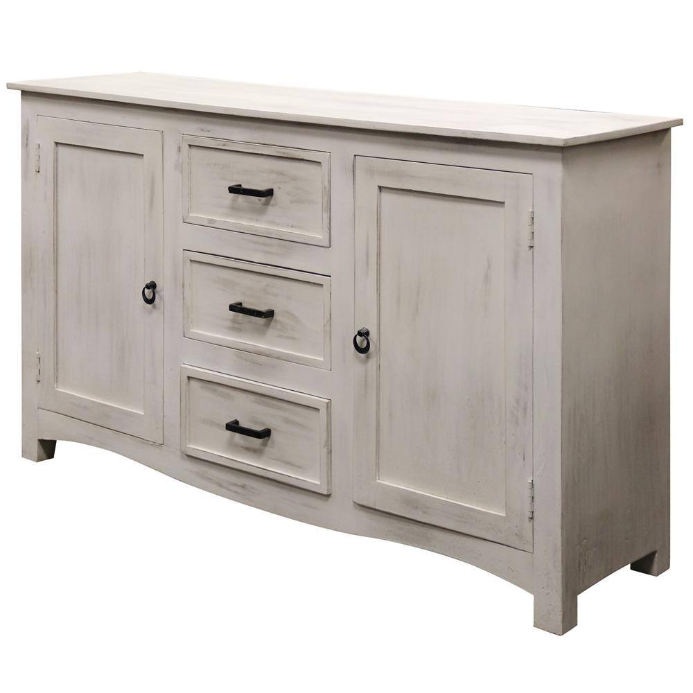 StyleCraft Distressed White Wash with Black Iron Hardware 2-Door and 3 ...
