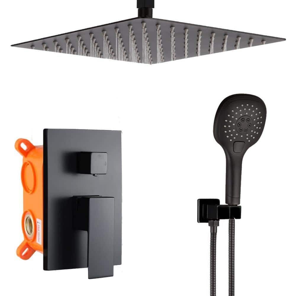 16 GAUGE SINKS Roxy 14.29 in. W 3 Jet Shower Tower in Black 16GS-36149 ...