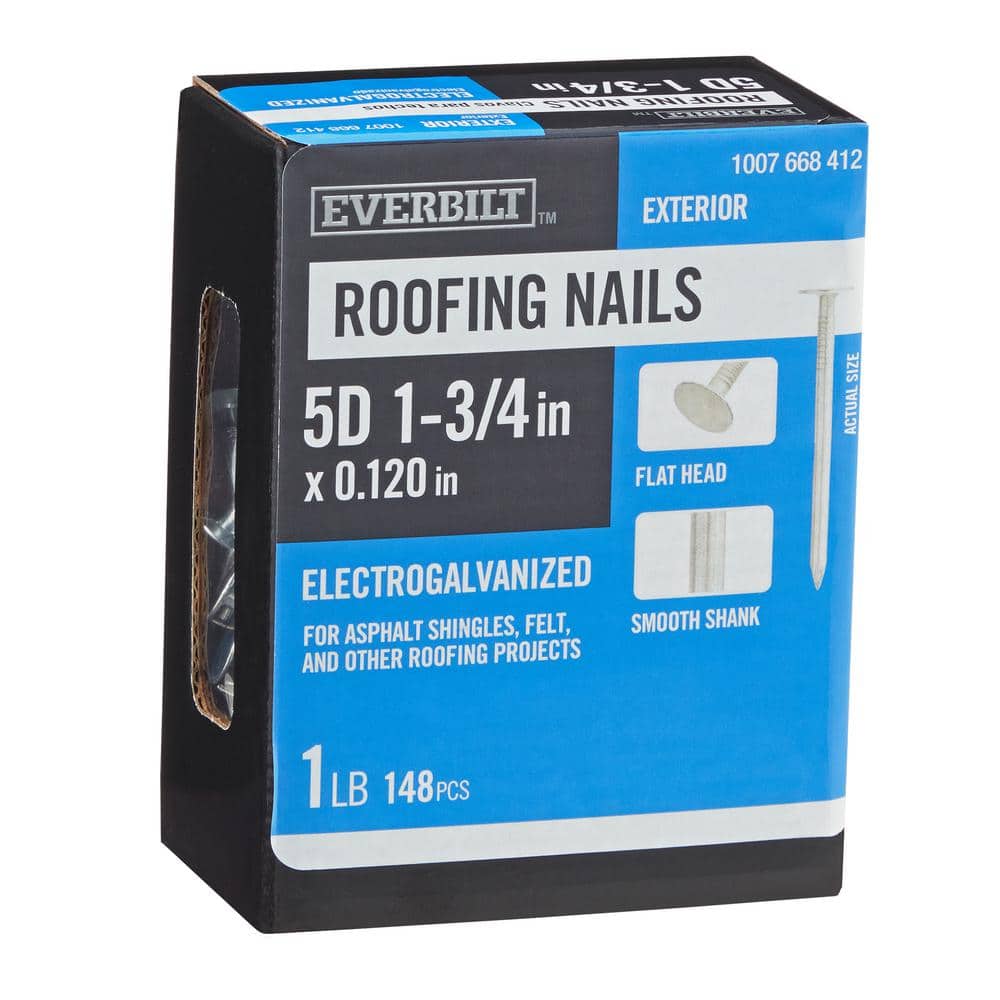 Everbilt 1-3/4 in. x 5D Electro-Galvanized Non-Collated Roofing Nails 1 ...