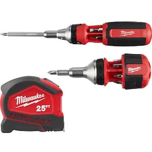Milwaukee 8-in-1 Compact Ratcheting Multi-Bit Screwdriver 48-22-2330 ...