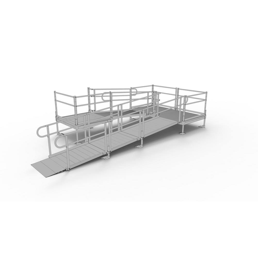 EZ-ACCESS PATHWAY 20 ft. U-Shaped Aluminum Wheelchair Ramp Kit with ...
