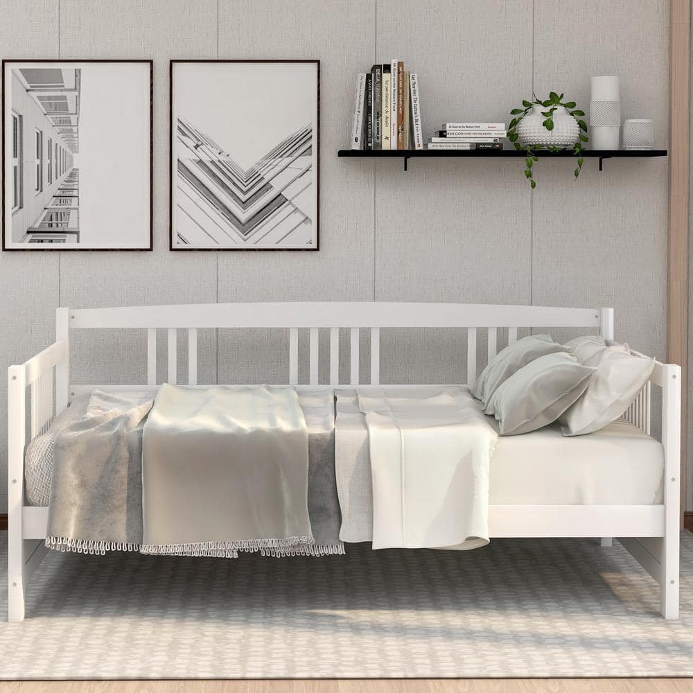 Harper & Bright Designs White Modern Twin Solid Wood Daybed with ...