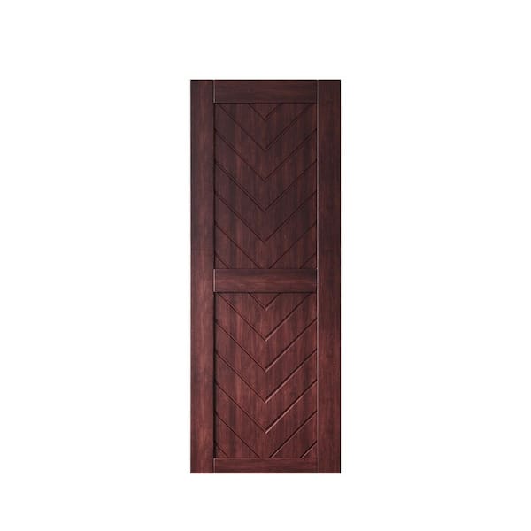HOMACER JT3 26 in. x 80 in. C-Panel Solid Core Red Mahogany Fishbone ...