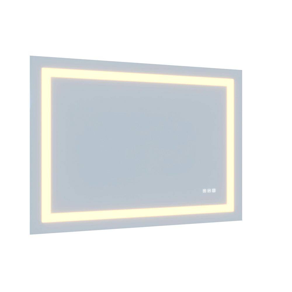 ONWITH 110 in. W x 40 in. H Rectangular Frameless LED Light Anti-Fog Wall Bathroom Vanity Mirror ...
