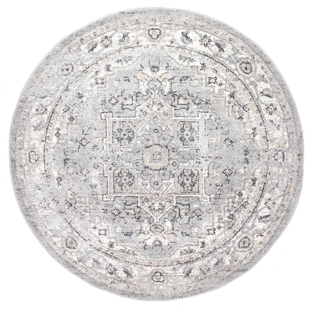 nuLOOM Essa Vintage 6 ft. x 6 ft. Light Gray Round Area Rug ACSD05A ...