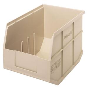 QUANTUM STORAGE SYSTEMS Stackable Shelf 14-Qt. Storage Tote in Ivory ...