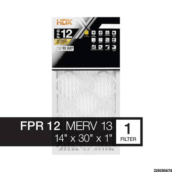 HDX 14 in. x 30 in. x 1 in. Ultimate Allergen Pleated Air Filter FPR 12 ...