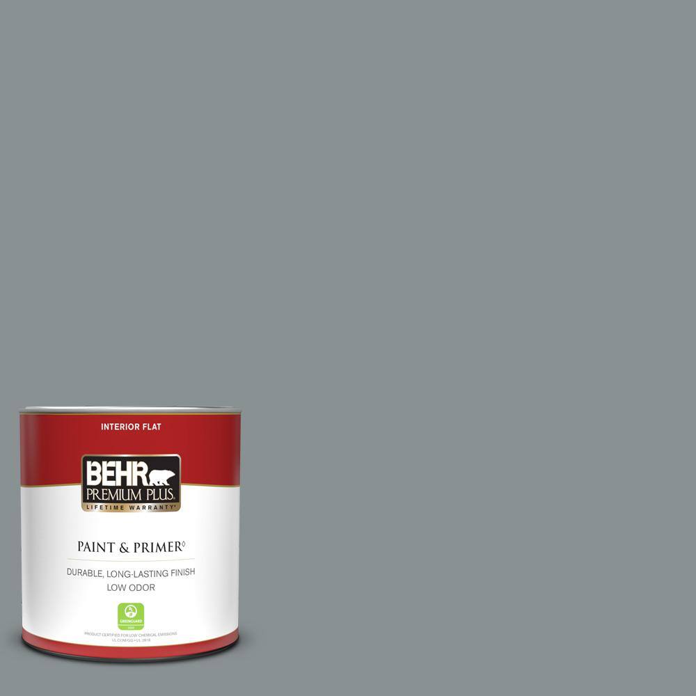 BEHR PREMIUM PLUS 1 qt. #MQ5-29 Gotham Gray Flat Low Odor Interior ...