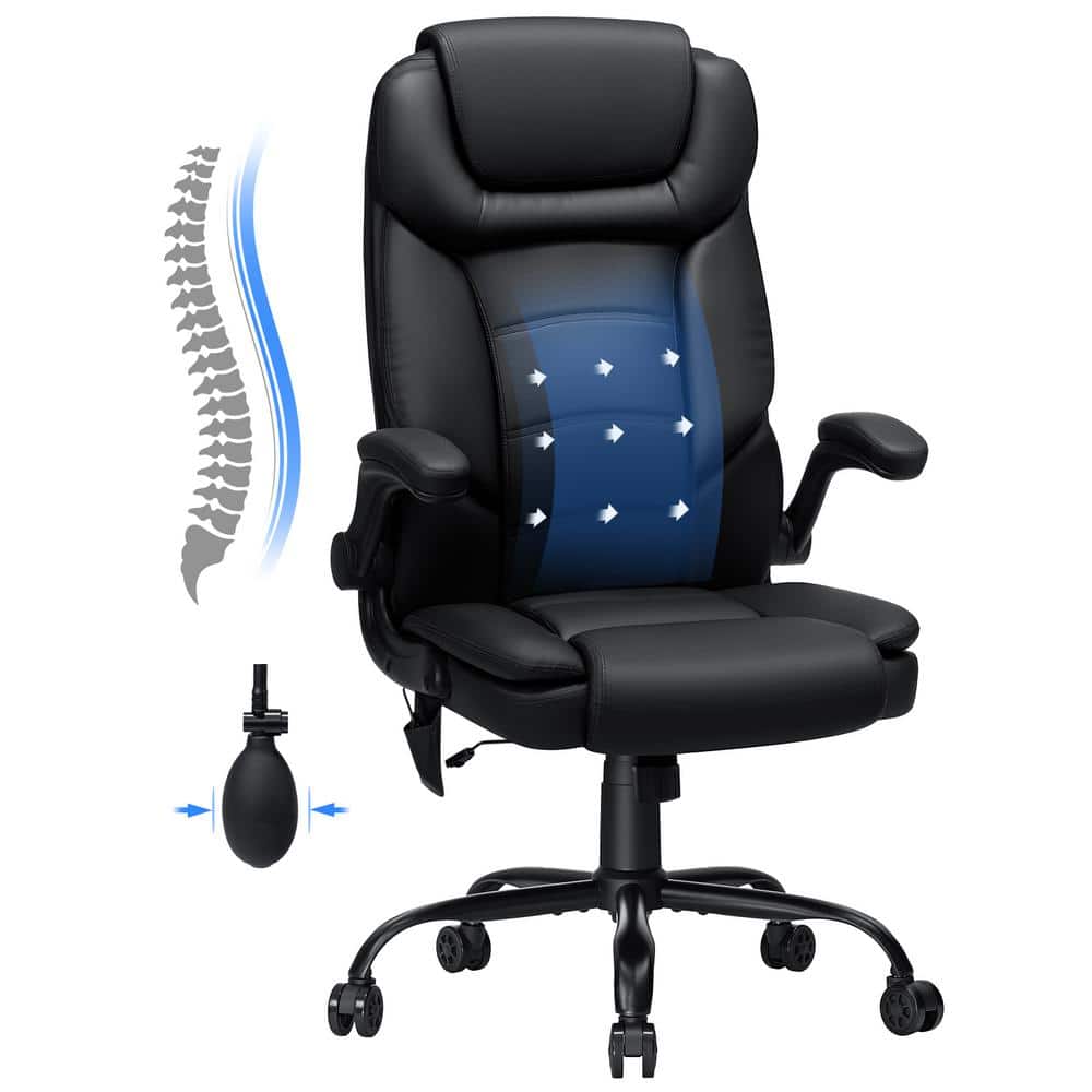 Hoffree Faux Leather Office Chair High Back Executive Chair in Black ...
